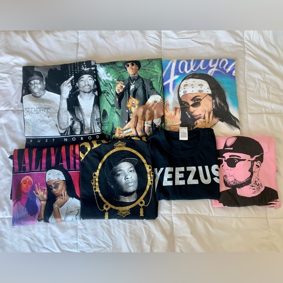 Tops | Hiphop T Shirt Lot 7 Rapper Aaliyah Mac Miller Master P Biggie ...